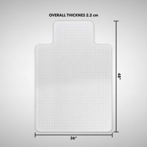 Heavy Duty Office Chair Mat with Lip for Carpet - 48 x 36 Inches Clear Desk Chair Mat - Anti-Slip Durable Carpet Protector for Desk Chair