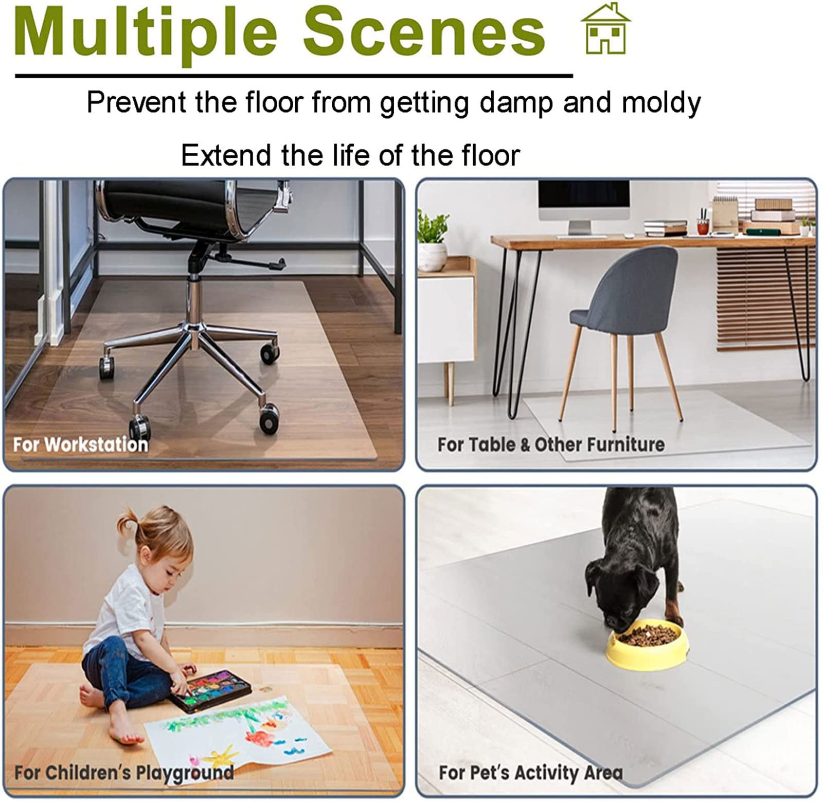 Office Chair Mat for Hardwood Floor，4x8.8ft Thick Transparent Heavy Duty Computer Swivel Chair，HD Transparent Carpet Entrance Hall Bedroom Mat Protect Pad,Transparent 2mm/0.08in