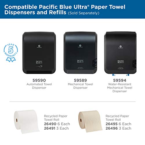 Pacific Blue Ultra 8" High-Capacity Automated Touchless Paper Towel Dispenser by GP PRO (Georgia-Pacific); Black; 59590; 12.9" W x 9" D x 16" H; 1 Dispenser