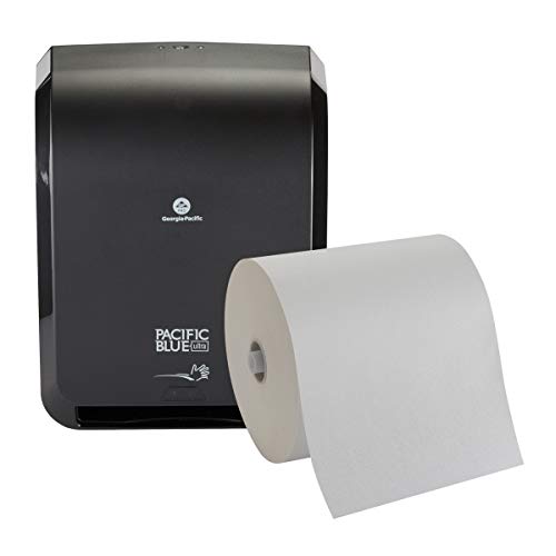 Pacific Blue Ultra 8" High-Capacity Automated Touchless Paper Towel Dispenser Starter Kit by GP PRO (Georgia-Pacific), Black Dispenser (59590) 1 White Towel Roll (26491)