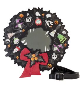 loungefly disney nightmare before christmas wreath string lights glow crossbody bag