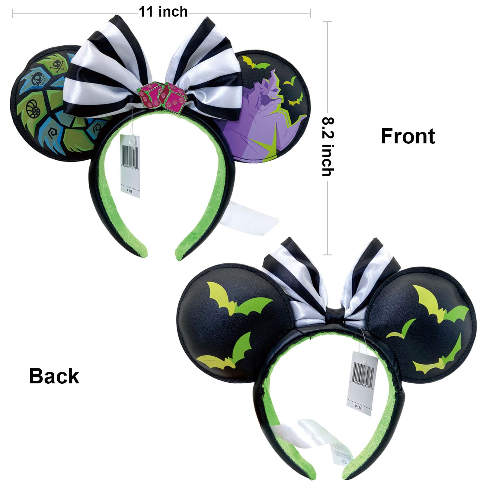 XXXPOWERXXX Mouse Ear Headbands with Bow, Ghost Hair Band Hearwear Halloween Christmas Birthday Party Decoration Cosplay Costume Gifts for Women Girl