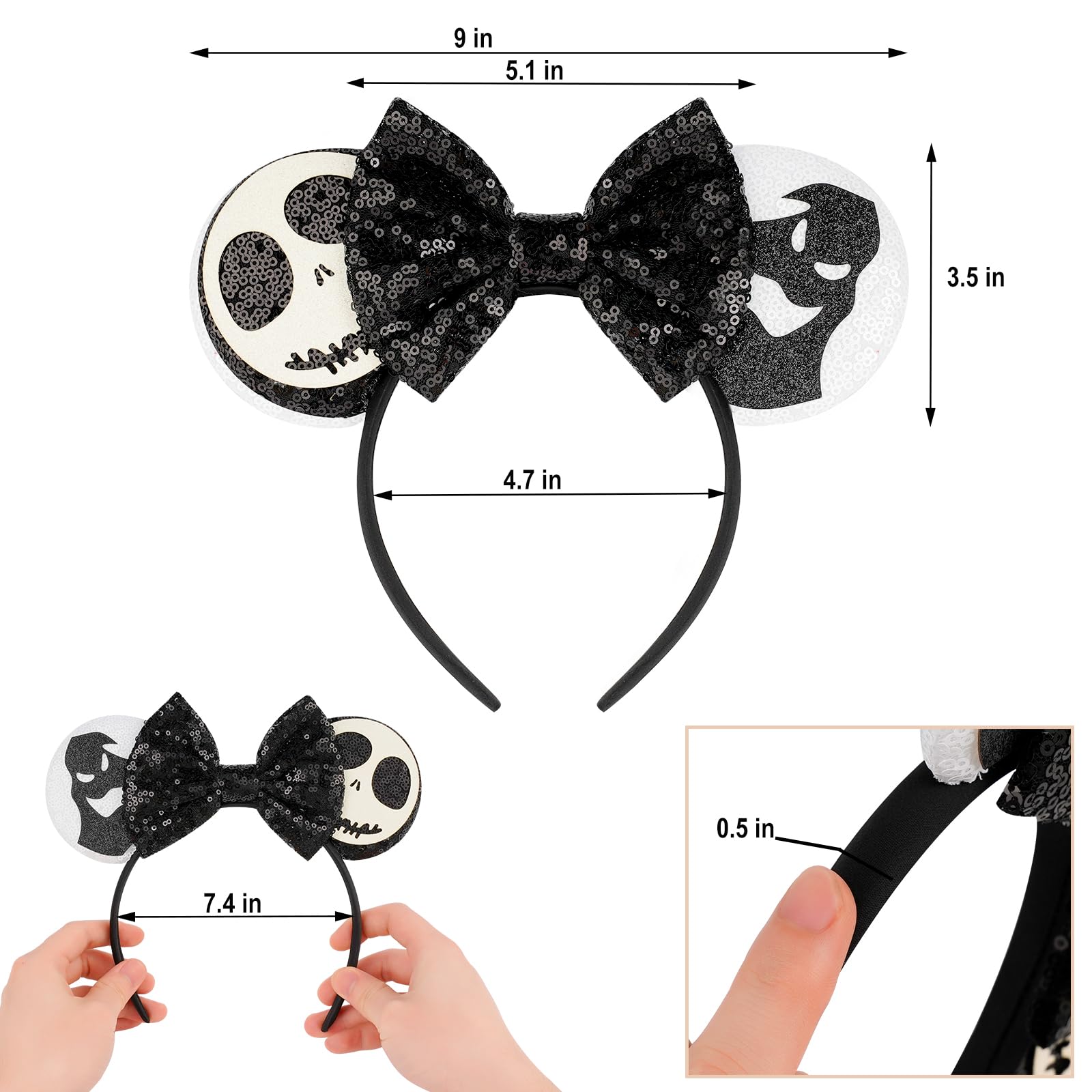 FANYITY Mouse Ears, Sequin Mouse Ears Headband for Boys Girls Women halloween&Disney Trip (HYL)