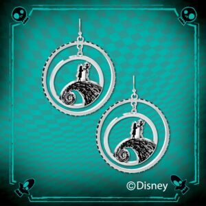 Disney The Nightmare Before Christmas Womens Hoop Earrings - Jack and Sally Double Circle Earrings with Black Crystals - Nightmare Before Christmas Jewelry