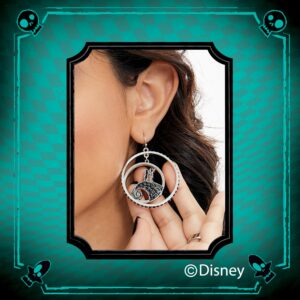 Disney The Nightmare Before Christmas Womens Hoop Earrings - Jack and Sally Double Circle Earrings with Black Crystals - Nightmare Before Christmas Jewelry