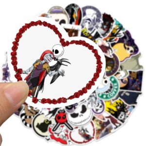 Nightmare Before Christmas Stickers, Halloween Theme Stickers 50 Pcs, Cute Vinyl Waterproof Stickers Decal for Laptop, Water Bottles, Notebooks, Skateboard and Guitar