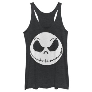 disney-junior's nightmare before christmas big face jack tri-blend racerback layering tank, black heather, small