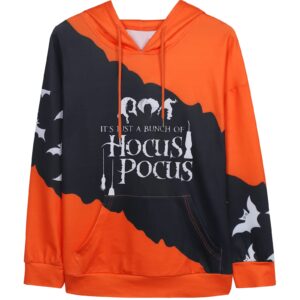 KIDDAD It's Just A Bunch of Hocus Pocus T-Shirt Women Halloween Sanderson Sisters Long Sleeve Crewneck Casual Pullover Tops Black Orange