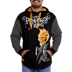 Loungefly Apparel Disney Nightmare Before Christmas Pumpkin King Hoodie, Large Black