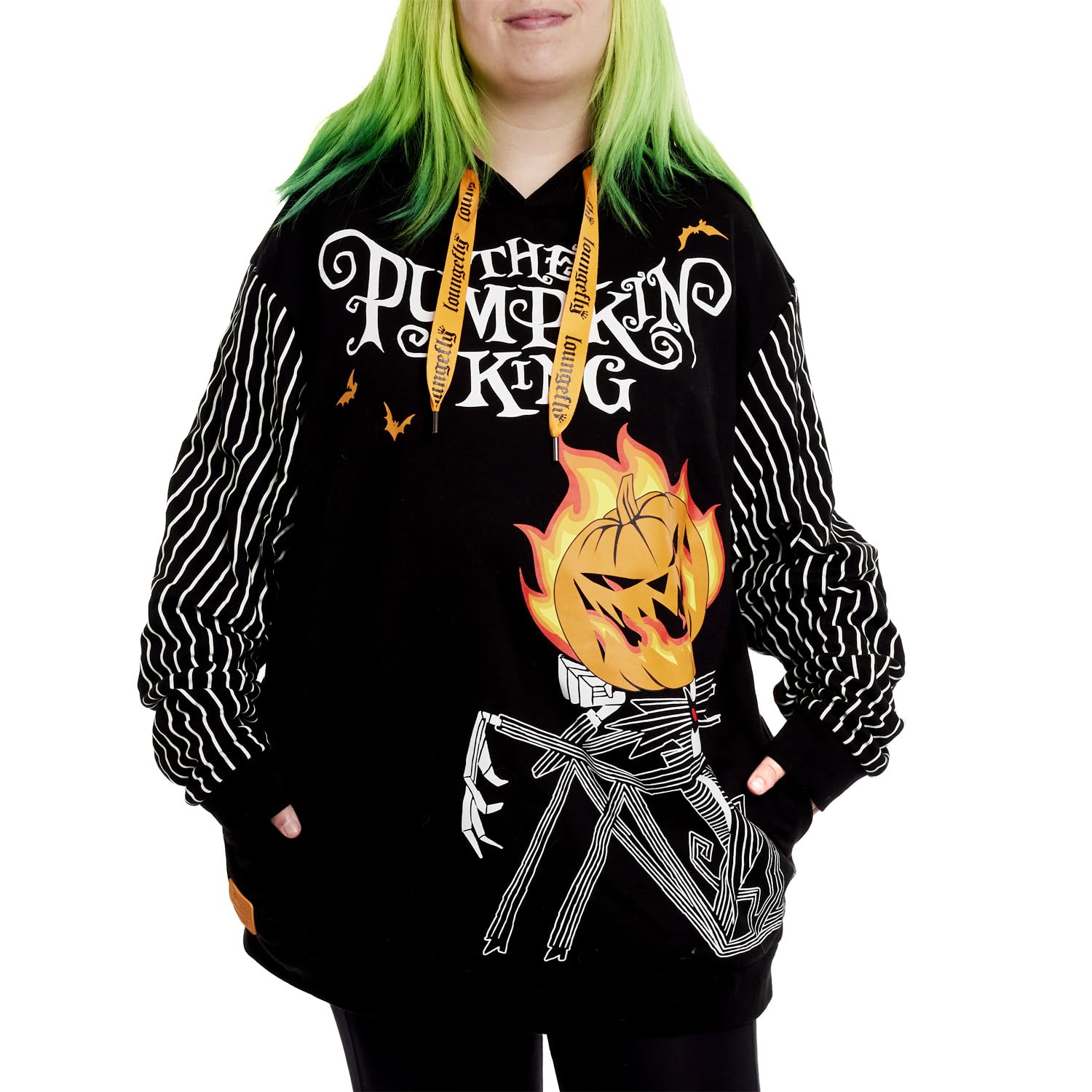 Loungefly Apparel Disney Nightmare Before Christmas Pumpkin King Hoodie, Large Black