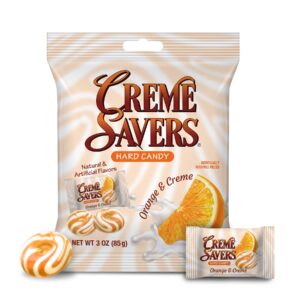 Creme Savers Orange and Creme Hard Candy | The Taste of Fresh Orange Swirled in Rich Cream | The Original Classic Creme Savers Brought To You By Iconic Candy | 3oz Bag