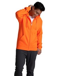 fruit of the loom mens eversoft fleece hoodies, pullover & full zip, moisture wicking breathable, sizes s-4x hooded sweatshirt, safety orange, large us