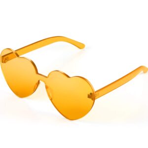 maxdot heart shape sunglasses rimless transparent heart glasses party favors (orange)