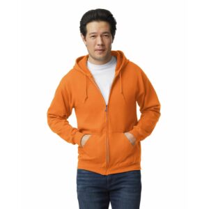 gildan adult fleece zip hoodie sweatshirt, style g18600, multipack, safety orange (1-pack), x-large