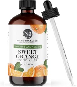 naturobliss 100% pure & natural sweet orange essential oil therapeutic grade premium quality oil with glass dropper - huge 4 fl. oz - perfect for aromatherapy and relaxation