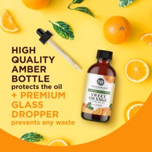 NaturoBliss 100% Pure & Natural Sweet Orange Essential Oil Therapeutic Grade Premium Quality Oil with Glass Dropper - Huge 4 fl. Oz - Perfect for Aromatherapy and Relaxation