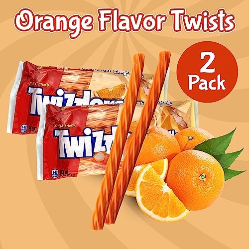 Twizzlers Cream Filled Licorice Candy Twists Full Size 2 Pack - Orange Pop Creamsicle Flavored Sticks Soft and Chewy Sweet Candy for Kids and Adults