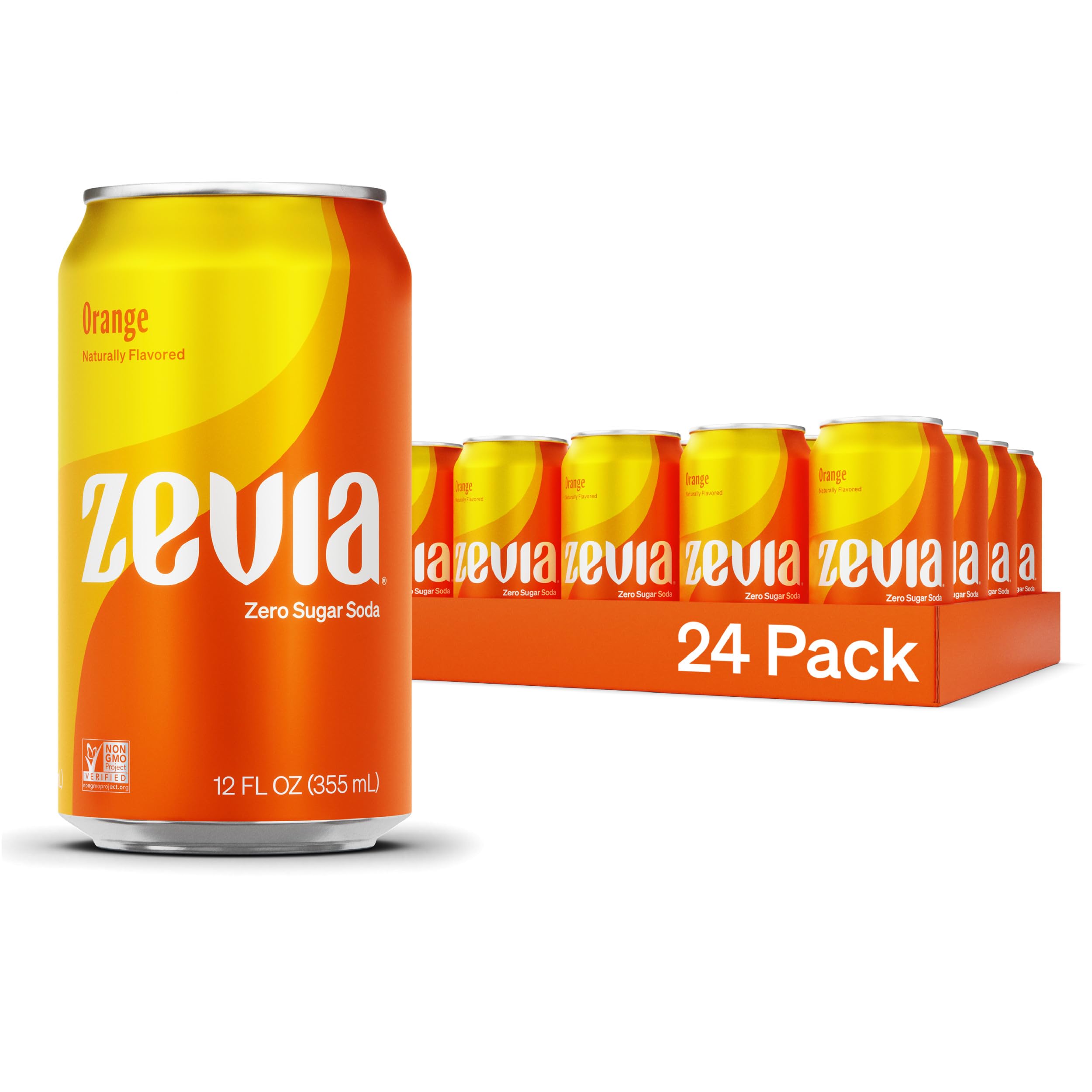 Zevia Zero Calorie Soda, Orange, 12 Ounce Cans (Pack of 24)