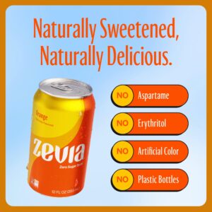 Zevia Zero Calorie Soda, Orange, 12 Ounce Cans (Pack of 24)