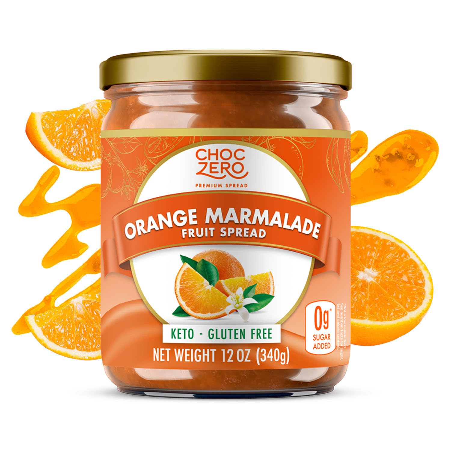 ChocZero Sugar Free Orange Marmalade - Sweet Keto Jam Spread with Oranges - No Added Sugars (1 Jar, 12oz)