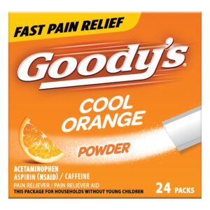 goody's pain relief powders, extra strength headache powder cool orange, 24 ct (pack of 1)