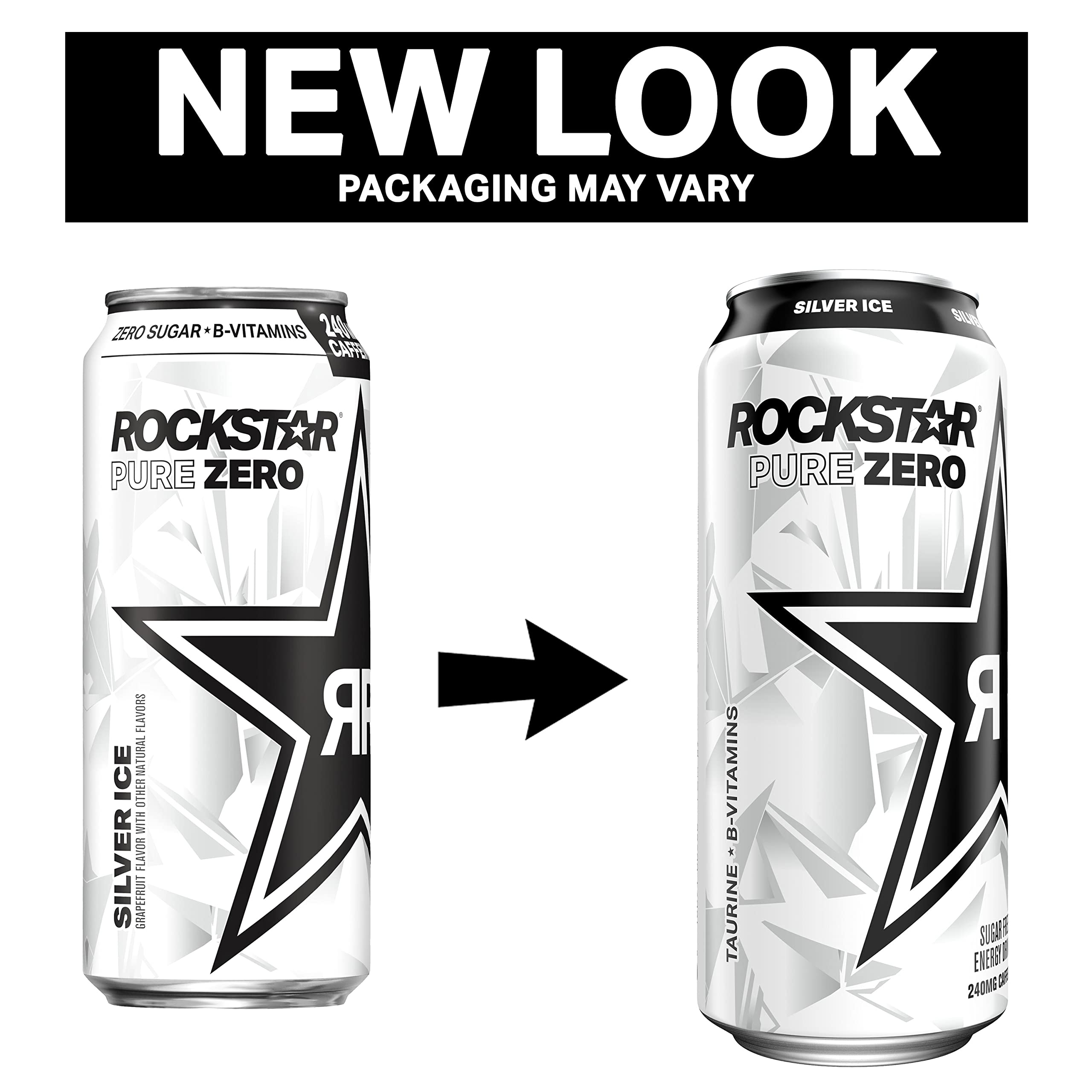 Rockstar Pure Zero Energy Drink, Orange, 0 Sugar, with Caffeine and Taurine, 16oz Cans (12 Pack) (Packaging May Vary)