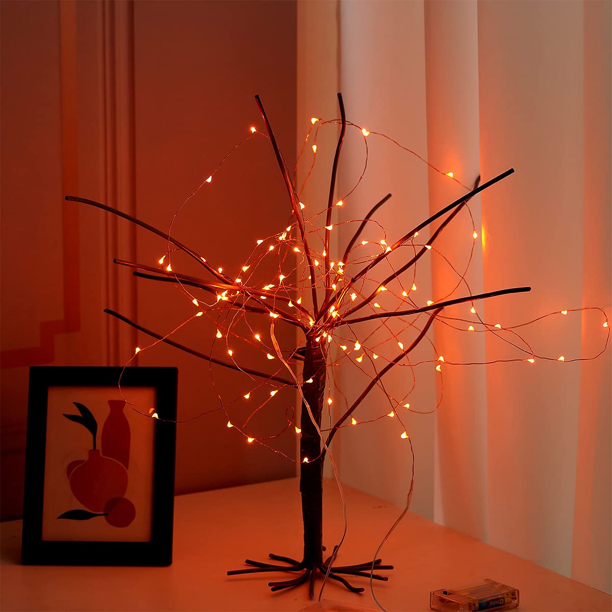 Ariceleo Mini Halloween Fairy Lights Battery Operate, 1 Pack Copper Wire Night Lights 3*AAA Battery Powered Led Starry Fairy String Lights for Bedroom, Christmas, Party, Decoration(5m/16ft Orange)