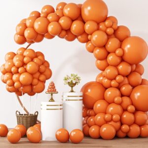 rubfac 129pcs orange balloons different sizes 18/12/10/5 inches for garland arch, burnt orange latex balloons for birthday party baby shower decoration