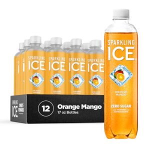 sparkling ice, orange mango sparkling water, zero sugar flavored water, with vitamins and antioxidants, low calorie beverage, 17 fl oz bottles (pack of 12)