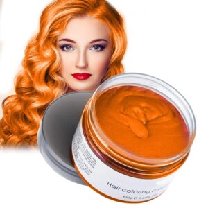 orange temporary hair color wax,acosexy kids hair wax dye pomades disposable natural hair strong style gel cream hair dye,instant hairstyle mud cream for party, cosplay, masquerade etc.(orange)