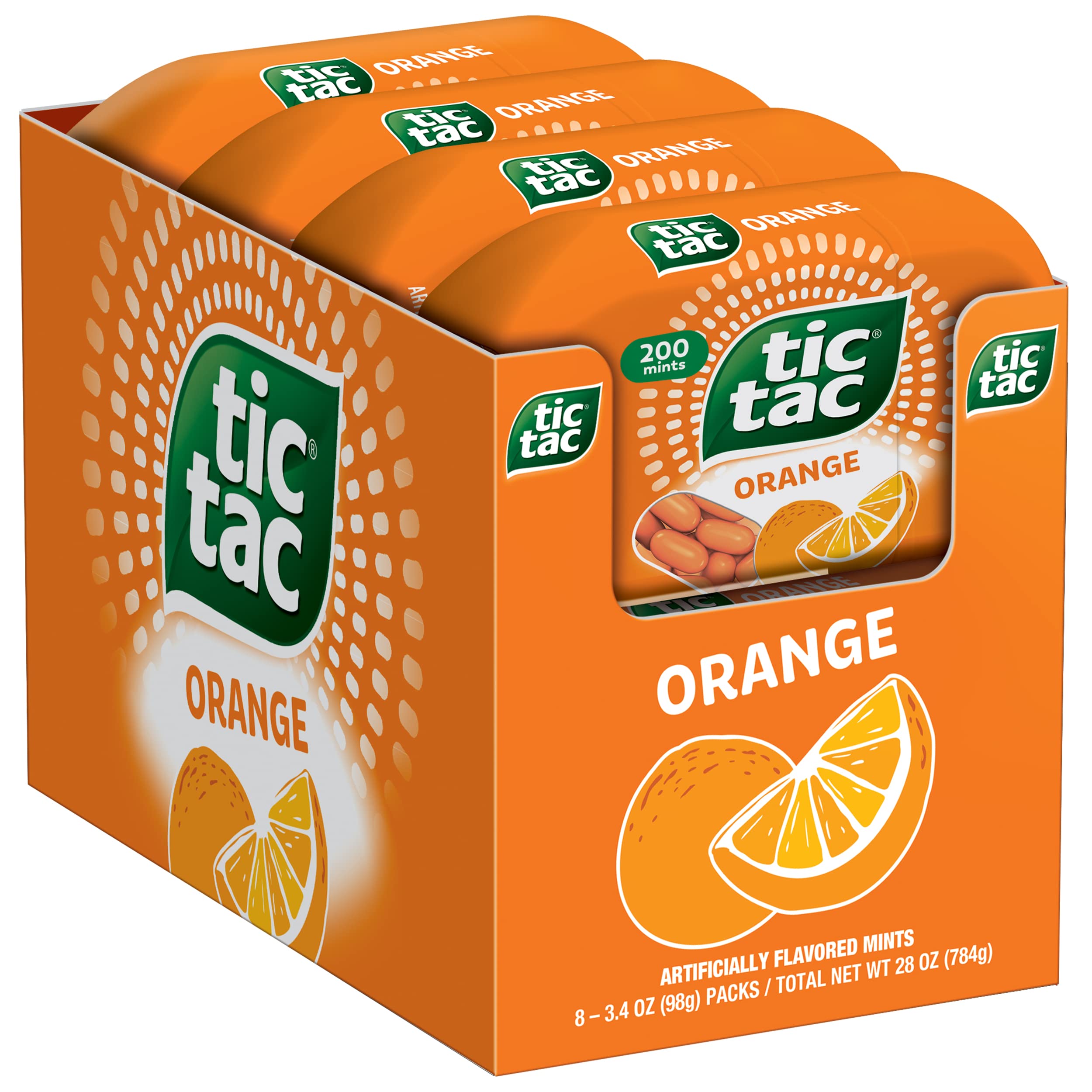 Tic Tac, Orange Flavored Mints, 8 Count, On-The-Go Refreshment, 3.4 Oz Each