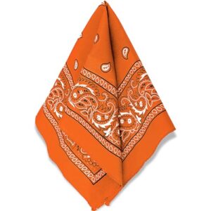 classic orange paisley bandana - 20" x 20" (1 count) - perfect for outdoor activities, fashion accessory, and diy projects