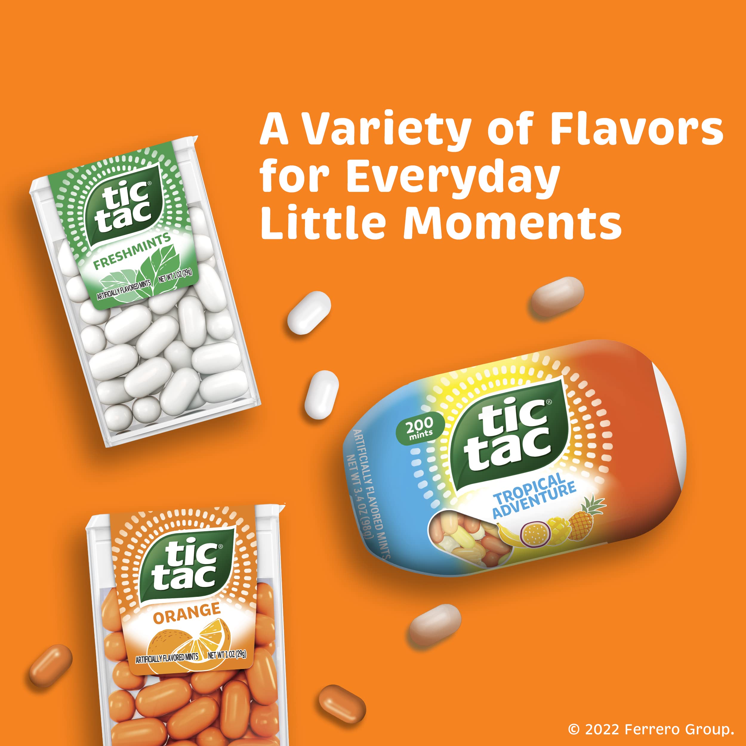 Tic Tac, Orange Flavored Mints, 8 Count, On-The-Go Refreshment, 3.4 Oz Each