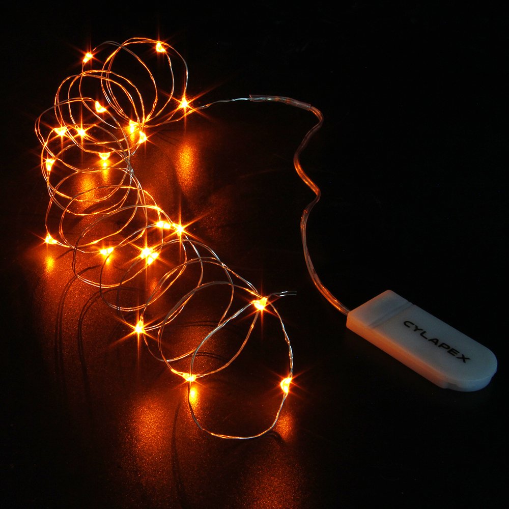 CYLAPEX 6 Pack Orange Fairy Lights 3.3FT Silvery Copper Wire 20 LED Fairy String Lights Small Starry Lights Firefly Battery Operated Micro String Lights for Christmas DIY Decor Halloween Wedding Party