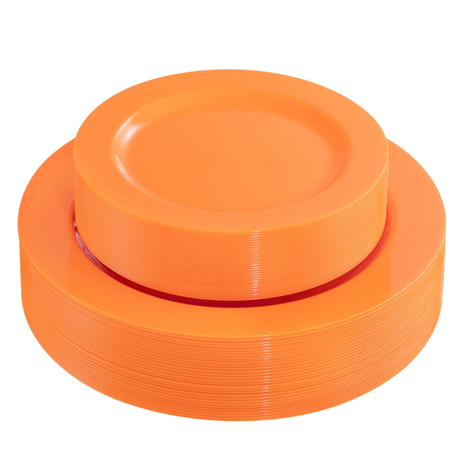 FLOWERCAT 60PCS Orange Plates - Heavy Duty Orange Plastic Plates Disposable for Easter Party - Include 30PCS 10.25inch Orange Dinner Plates and 30PCS 7.5inch Orange Dessert Plates