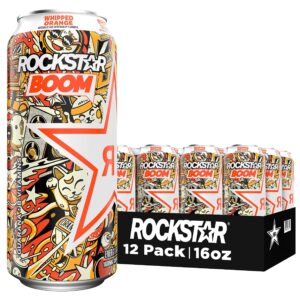 rockstar energy drink boom whipped orange, 16 fl oz (pack of 12)