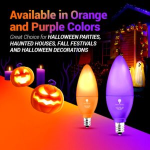 2 Pack BlueX LED Candle Orange Light Bulb - 4W (40Watt Equivalent) - E12 Base Orange LED Orange Bulb, Party Decoration, Porch, Home Lighting, Holiday Lighting, Chandelier Light Bulbs, Candelabra Bulbs