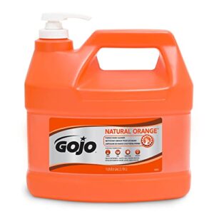 gojo natural orange pumice hand cleaner, 1 gallon quick acting lotion hand cleaner with pumice pump bottle (pack of 1) – 0955-02