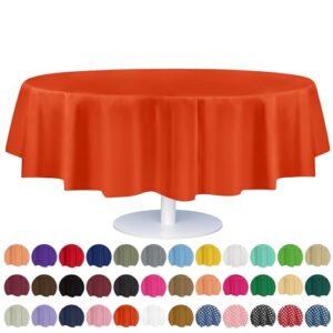 grandipity orange 12 pack premium disposable plastic tablecloth 84" inch decorative round table cover