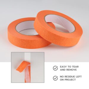 Lichamp 2 Pack Orange Painters Tape 1 inch, Orange Masking Tape 1 inch x 55 Yards x 2 Rolls (110 Total Yards)