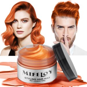 orange temporary hair color wax 4.23 oz, instant natural hairstyle cream dye, washable styling pomadesfor men girls women youth, disposable coloring mud for party cosplay diy halloween