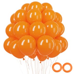 rubfac orange balloons latex party balloons, 100pcs 12 inch orange helium balloons for party decoration like birthday party, baby shower, wedding, gender reveal, graduation party (with orange ribbon)