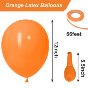 RUBFAC Orange Balloons Latex Party Balloons, 100pcs 12 Inch Orange Helium Balloons for Party Decoration Like Birthday Party, Baby Shower, Wedding, Gender Reveal, Graduation Party (with Orange Ribbon)