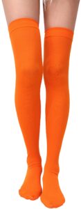 agitatesand orange socks over knee stretchy thigh high opaque stockings halloween party costume cosplay knee-high socks for women…