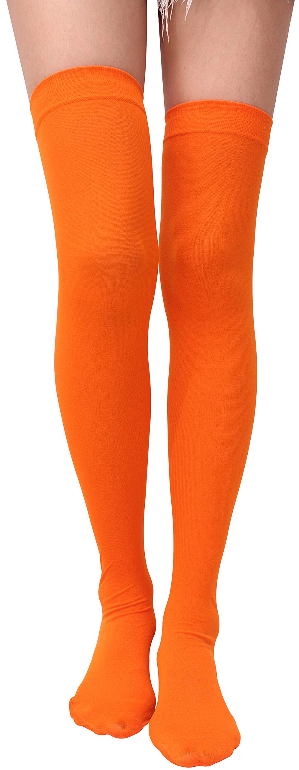 AGITATESAND Orange Socks Over Knee Stretchy Thigh High Opaque Stockings Halloween Party Costume Cosplay Knee-High Socks For Women…