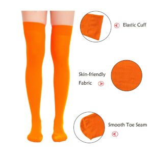 AGITATESAND Orange Socks Over Knee Stretchy Thigh High Opaque Stockings Halloween Party Costume Cosplay Knee-High Socks For Women…