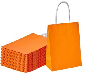 suncolor 25 pieces 6" mini goodie bags small orange gift bags with handle for party favor bags(orange)