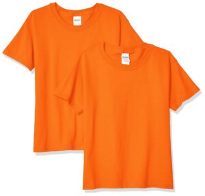 gildan youth heavy cotton t-shirt, style g5000b, 2-pack, orange, small