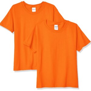 Gildan Youth Heavy Cotton T-Shirt, Style G5000B, 2-Pack, Orange, Small