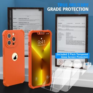 ORETECH for iPhone 13 Pro Max Case, with [2 x Screen Protectors] [10 Ft Military Grade Drop Test] [Camera Protection] 360° Shockproof Slim Thin Phone Case iPhone 13 Pro Max Cover 6.7'' - Orange